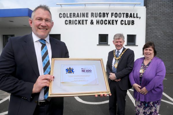 Mayor’s presents centenary civic gift to Coleraine Rugby Club – Fuse FM